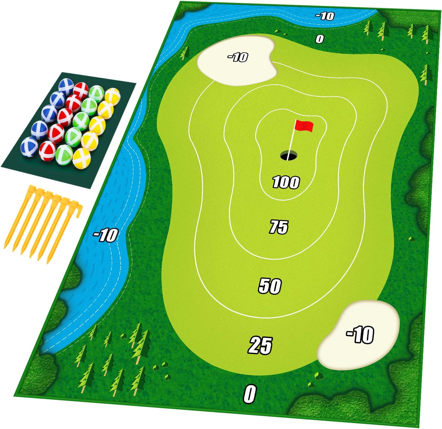 Indoor or Outdoor Golf Game Mat - Bumps and Bottles