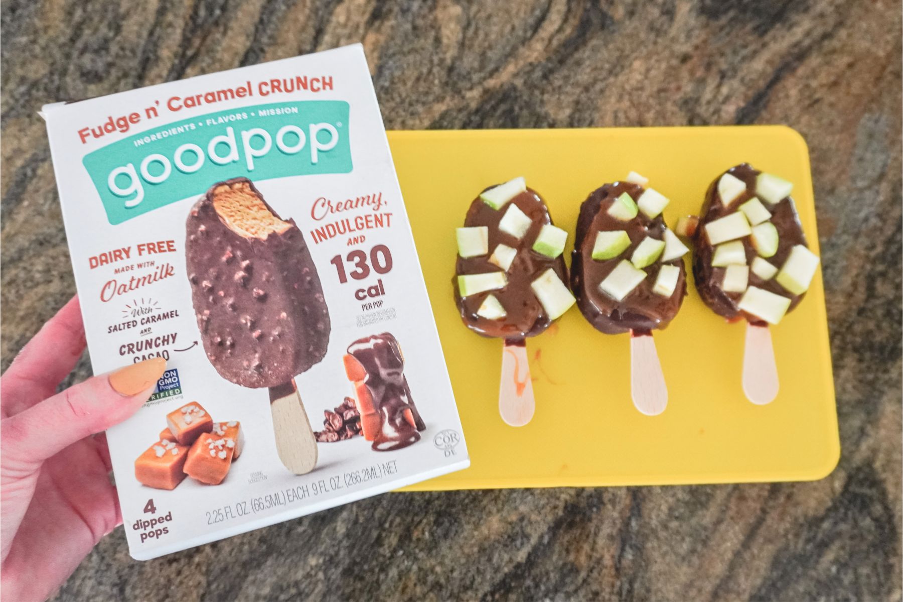 Fudge n' Caramel Crunch Apple Pops - Bumps and Bottles